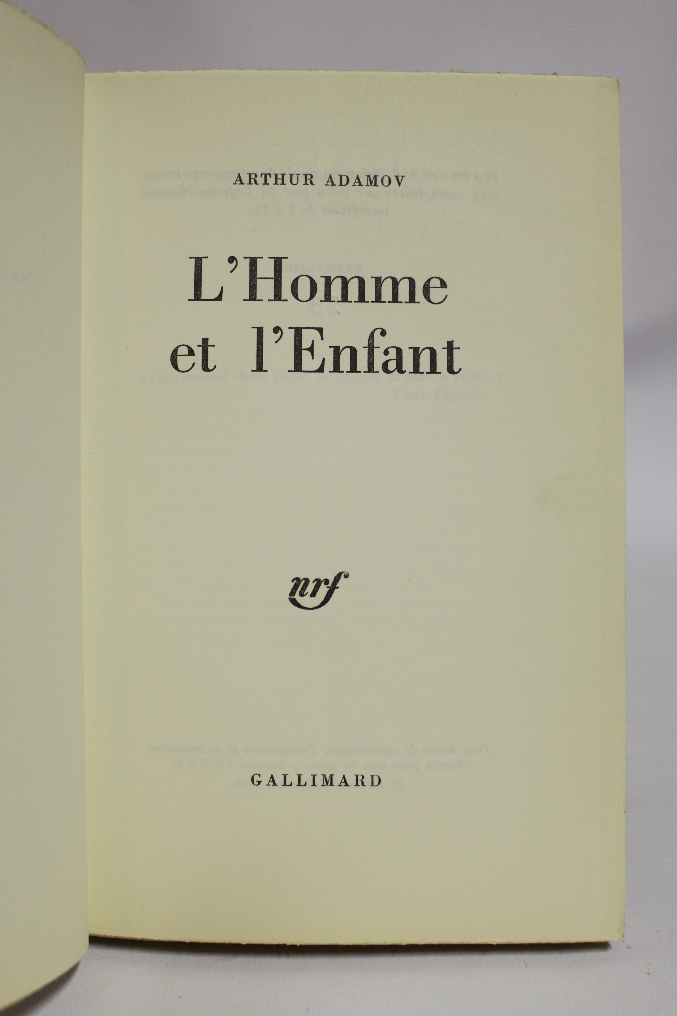 L'homme et l'enfant by Arthur ADAMOV: couverture souple (1968 ...