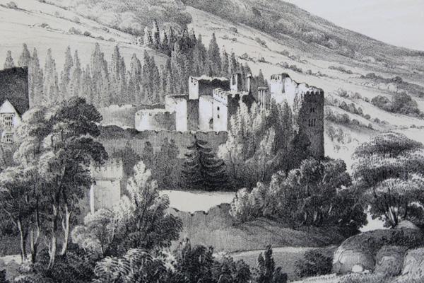 Fine Original Antique Lithograph Print of Ludlow Castle from St ...