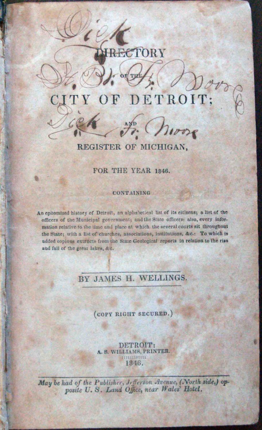 Directory of the City of Detroit; and Register of Michigan, for the ...