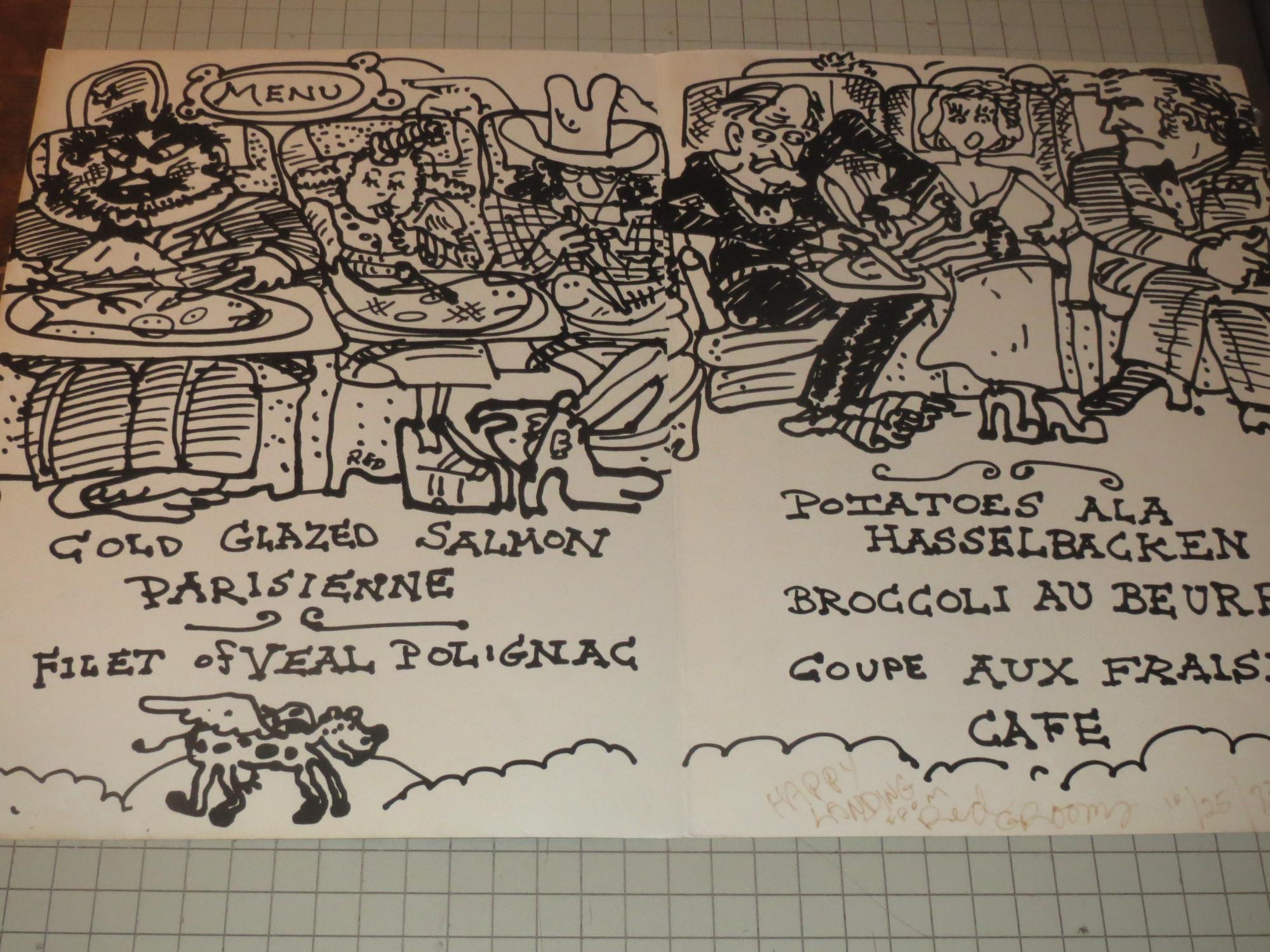 1973 SAS Flight 912 Menu Designed & Signed by Red Grooms by Red Grooms ...