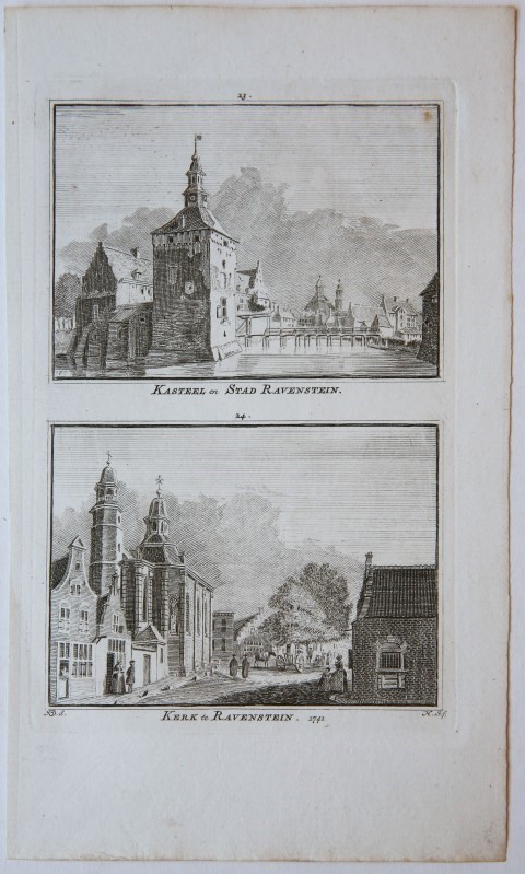 Kasteel en Stad Ravenstein. / Kerk te Ravenstein. 1742 by Spilman ...