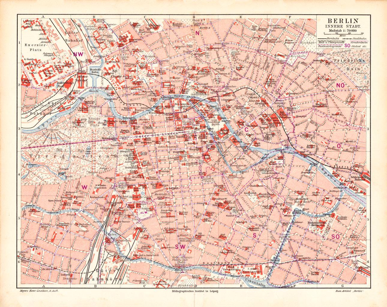Alte historische Stadtkarte Berlin Stadtplan Lithographie 1902: (1902 ...