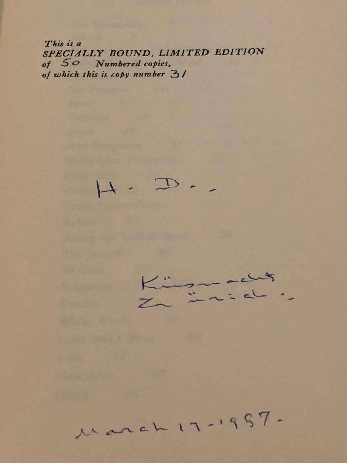 H.D. Selected Poems by H.D. Hilda Doolittle: Near Fine Hardcover (1957 ...