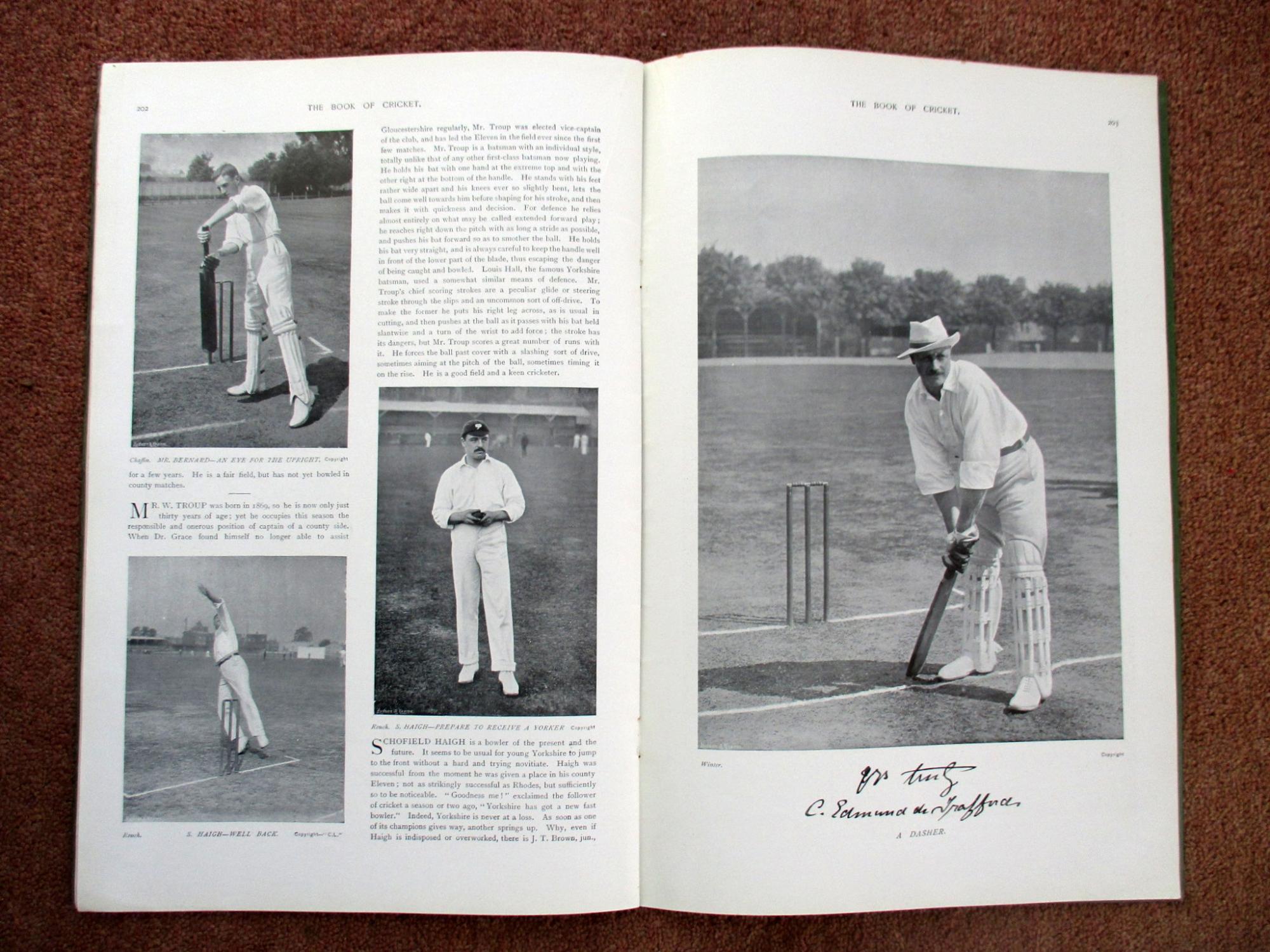 The BOOK of CRICKET. A New Gallery of Famous Players Edited By C.B.Fry ...