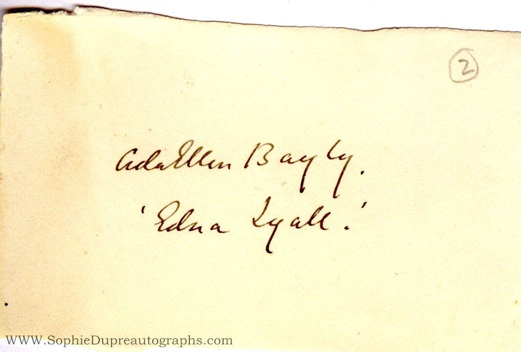 Fine signature "Ada Edna Bayly" (Ada Ellen, 1857-1903, Novelist under ...