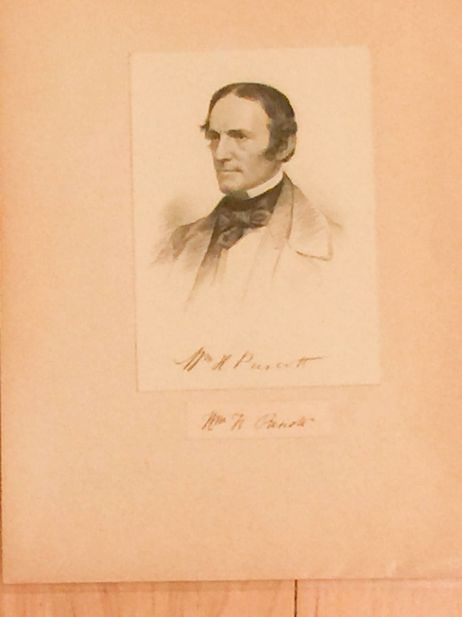 William Hickling Prescott engraving and signature by Prescott, William ...