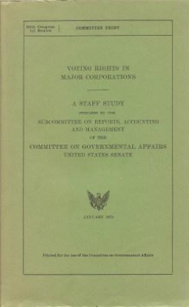 Voting Rights in Major Corporations: a Staff Study Prepared By the ...
