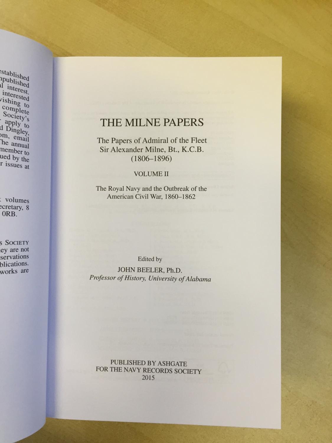 THE MILNE PAPERS: The Papers of Admiral of the Fleet Sir Alexander ...