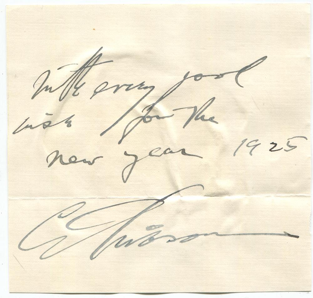 Illustrator Charles Dana Gibson Autograph Note Signed: Manuscript ...