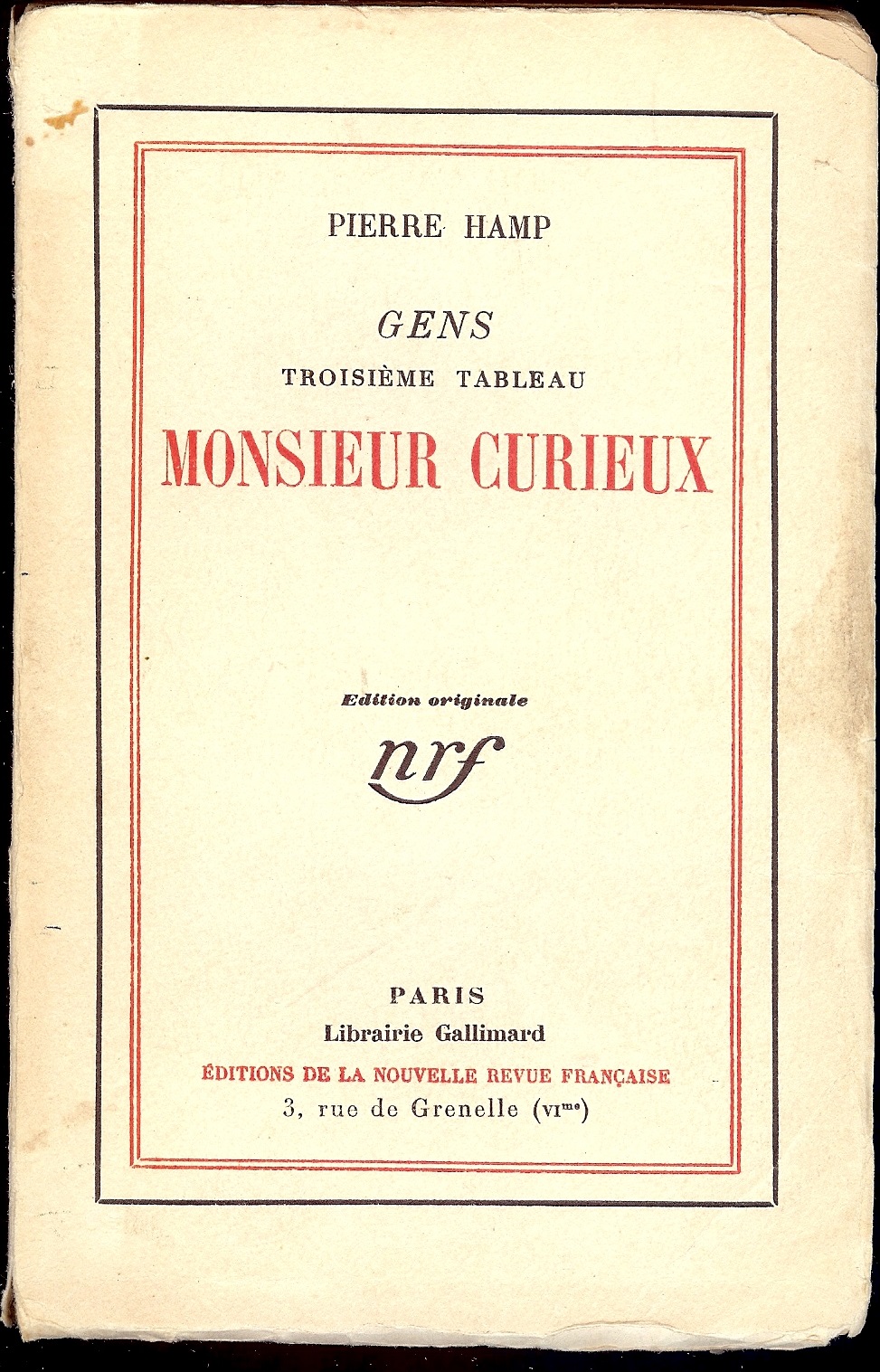 GENS TROISIEME TABLEAU MONSIEUR CURIEUX by HAMP, Pierre: (1928) | Antic ...