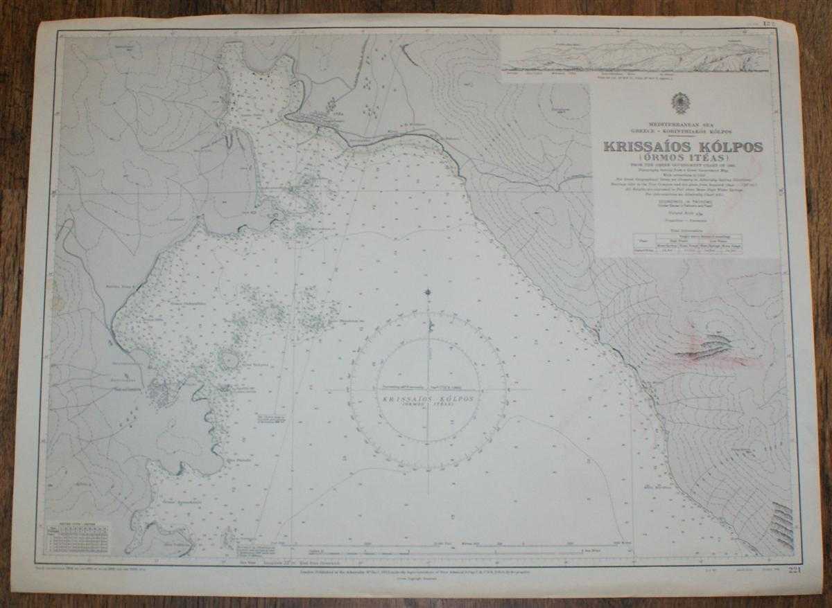 Nautical Chart No. 221 Mediterranean Sea, Greece - Korinthiakos Kolpos ...