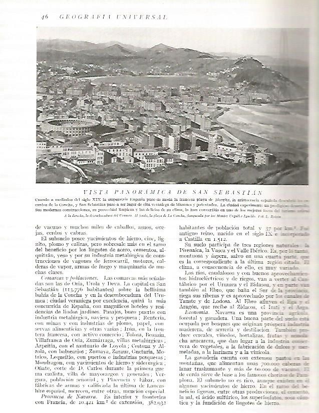 LAMINA 3055: ESPAÑA. Vista panoramica de San Sebastian by Ramon Otero ...