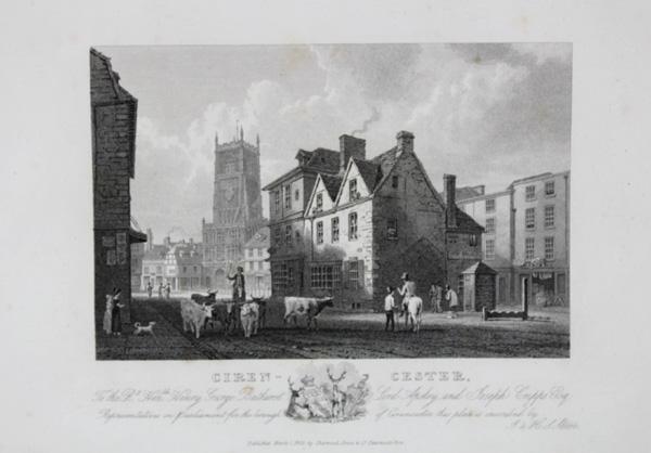 An Original Antique Engraving Illustrating A View of Cirencester in ...