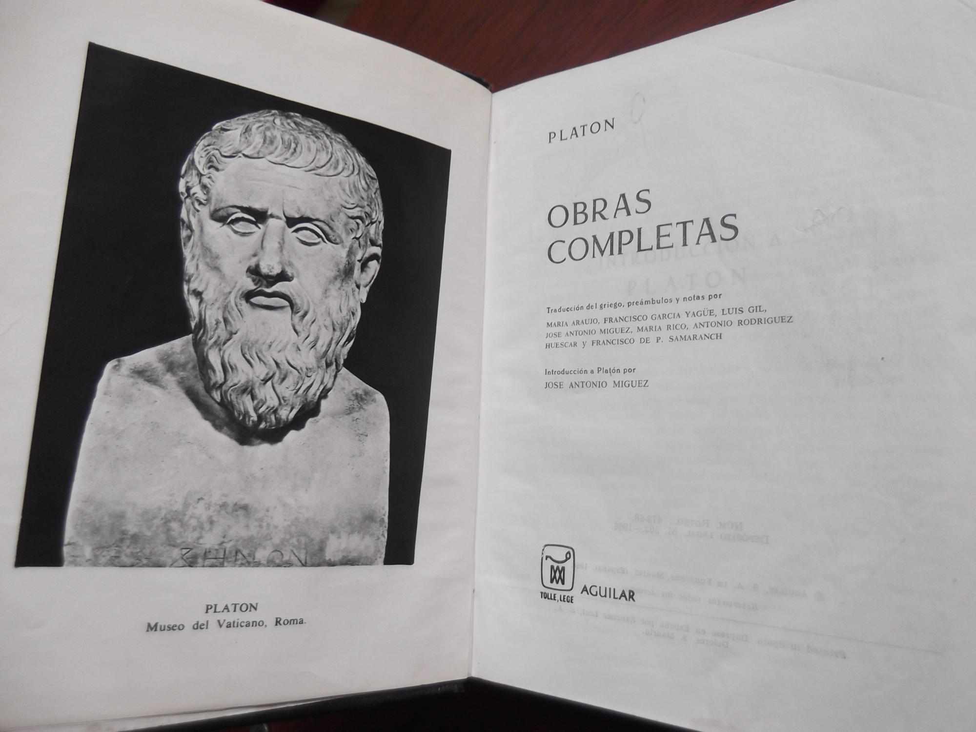 Obras Completas. Introducción A Platón Por José Antonio Míguez ...