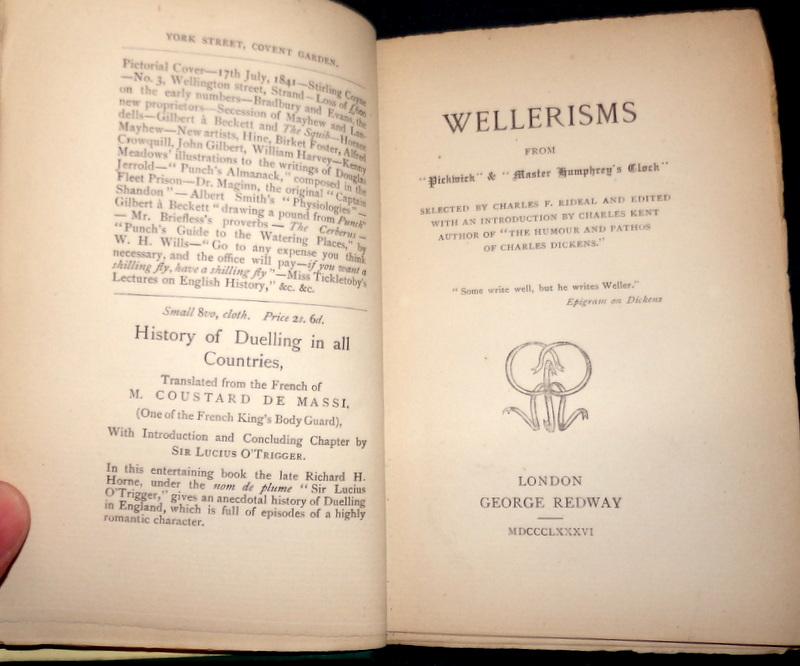 Wellerisms. From Pickwick and Master Humphrey's Clock. (The Colloquial ...