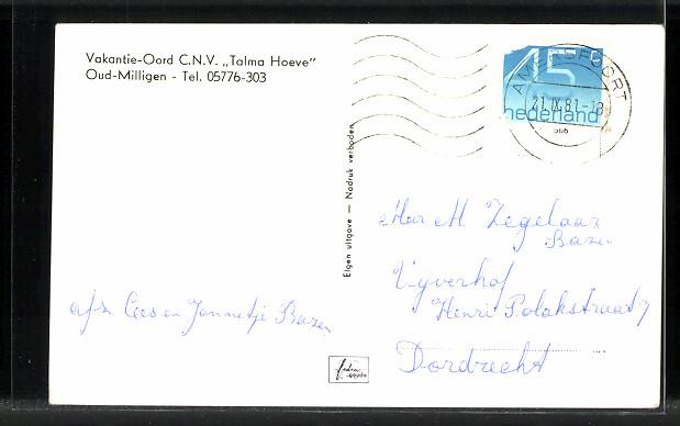 Ansichtskarte Oud-Milligen, Vakantie-Oord C. N. V. Talma Hoeve: (1981 ...