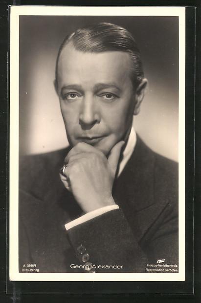 Ansichtskarte Schauspieler Georg Alexander in nachdenklicher Pose ...