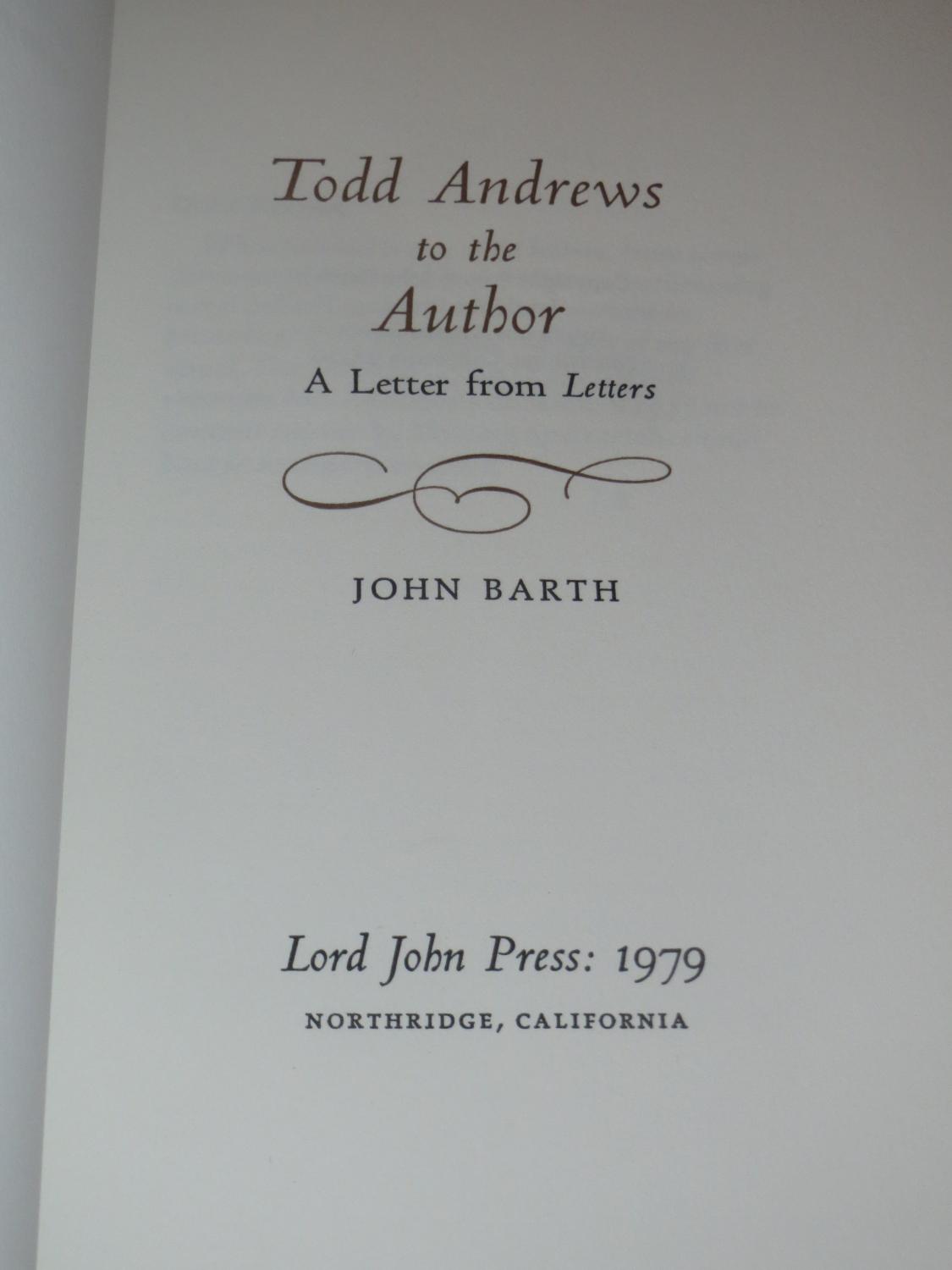 Todd Andrews to the Author, A Letter from Letters (Signed Limited ...