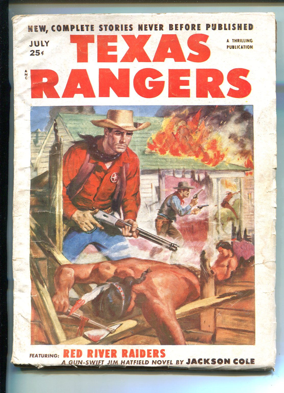 TEXAS RANGERS-07/1954-WESTERN PULP THRILLS-JIM HATFIELD-KEATON-INDIANS ...