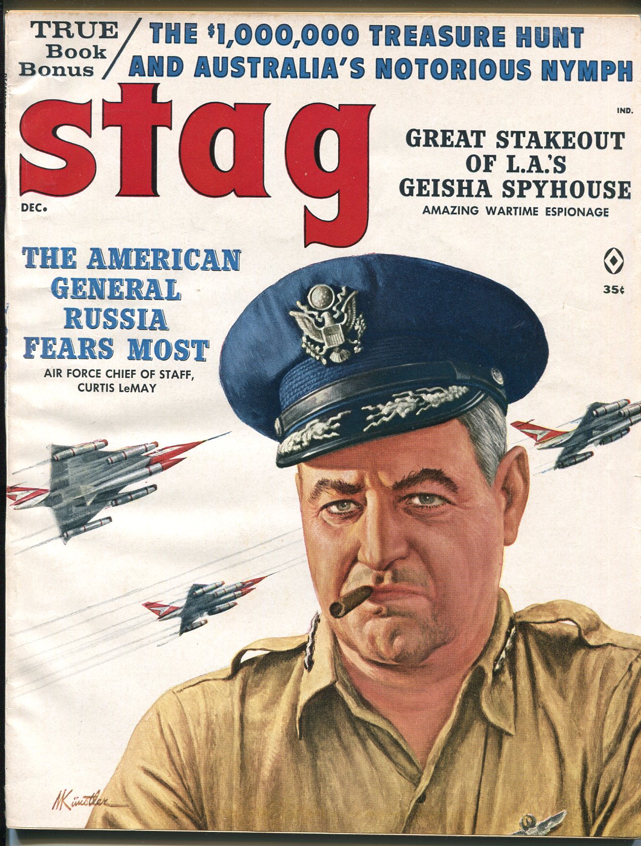 Stag-12/1961-WWII-Gen Curtis LeMay-Mort Kunstler-J Edgar Hoover-Minney ...