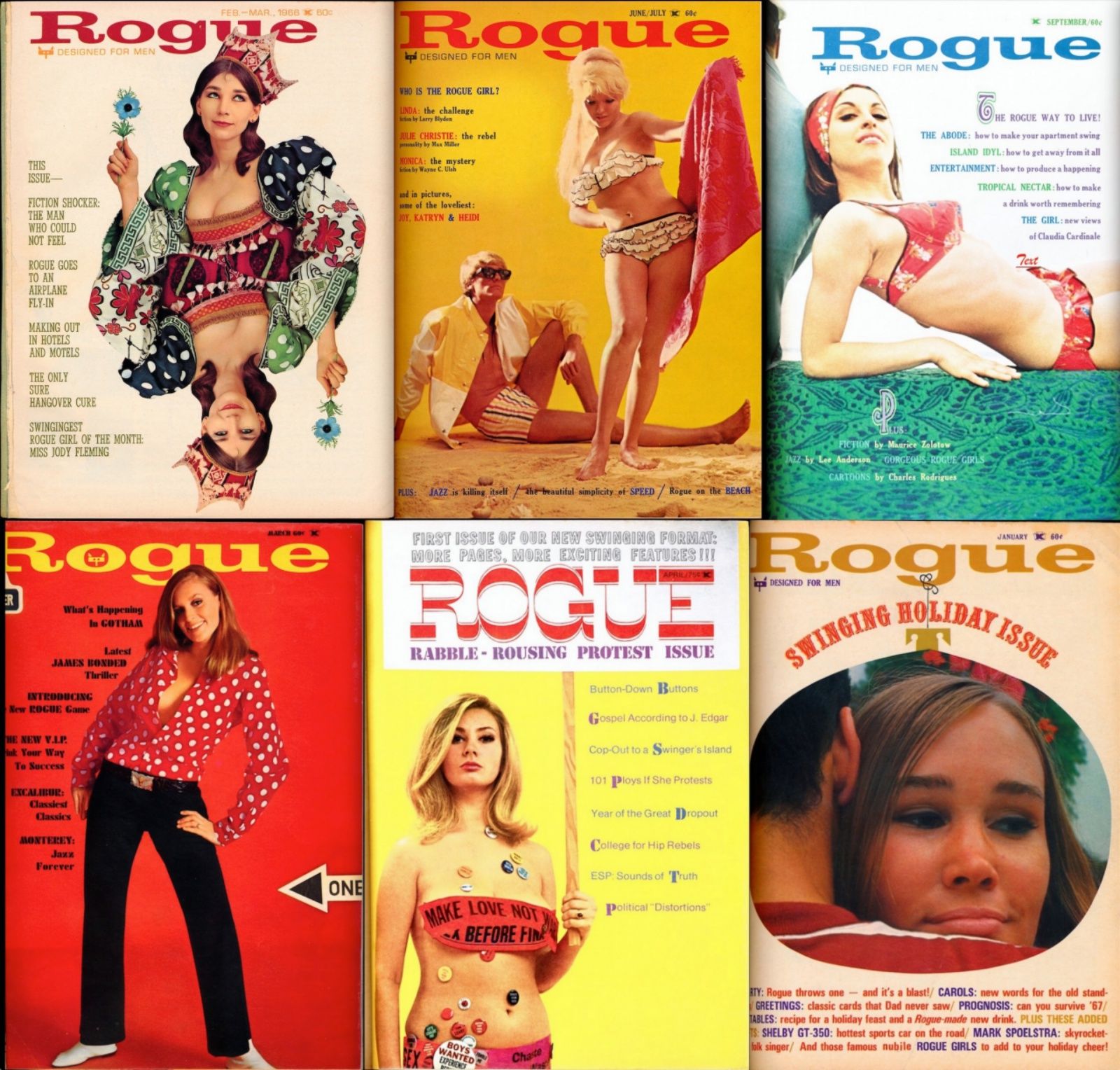 Rogue [Designed for Men] (6 vintage adult magazines bound together, 1966-67) by Various: Very ...