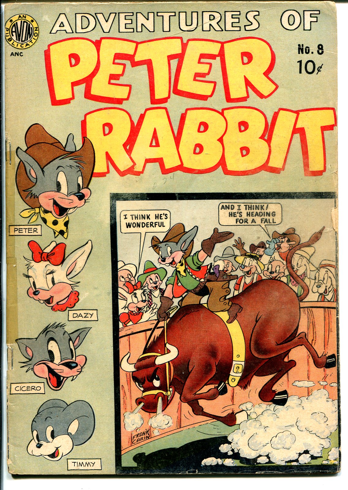 Peter Rabbit #8 1950-Avon-new art-western theme-slapstick humor-G/VG ...