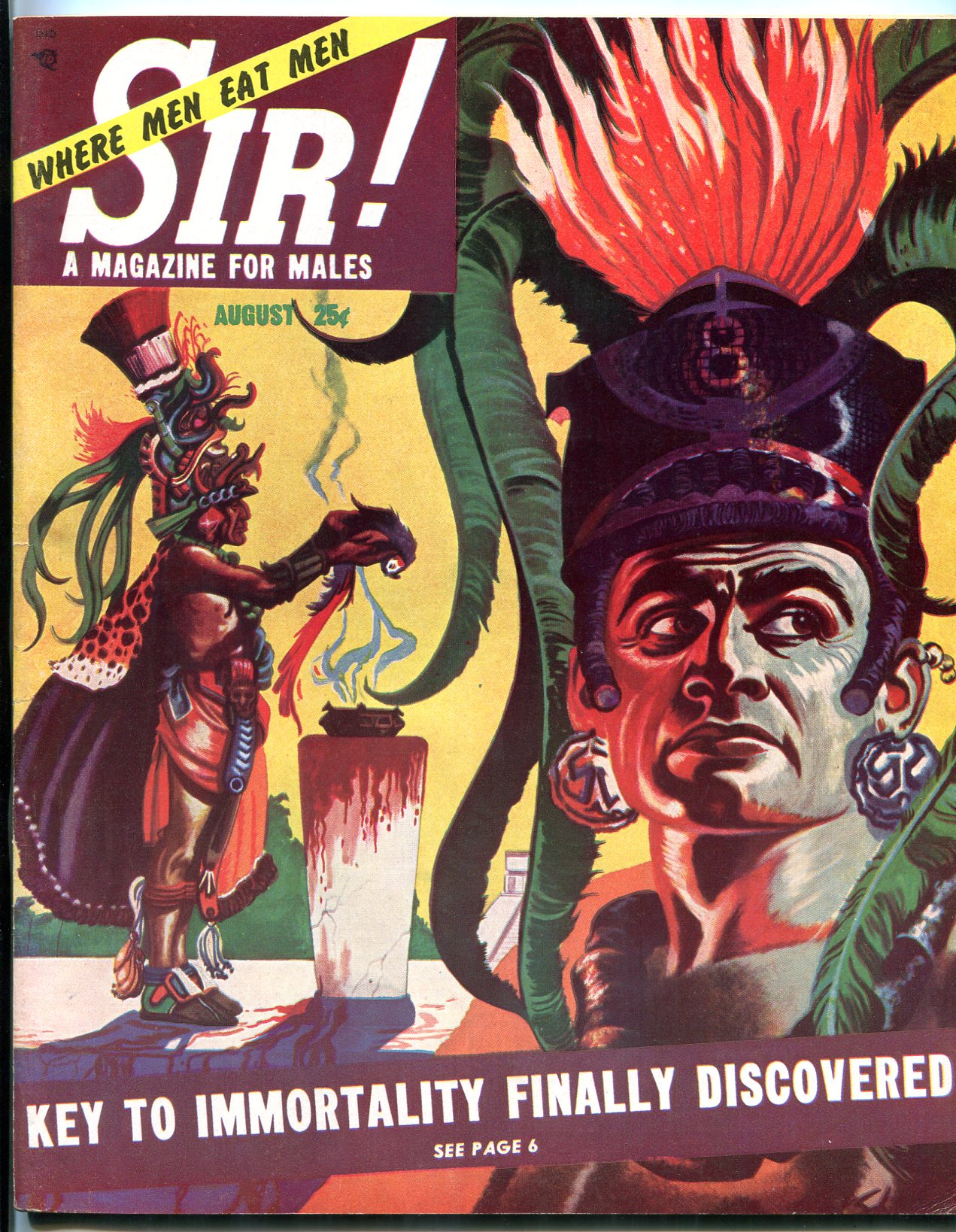 Sir! Magazine August 1953-SEA MONSTERS-CANNIBALISM-AZTECS FN: Fine ...