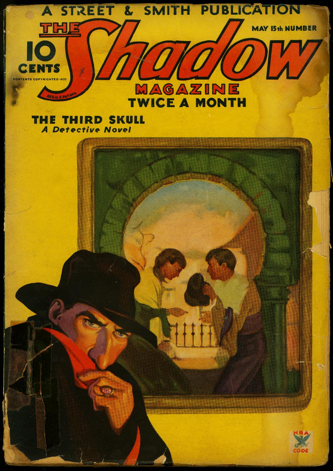 The Shadow Pulp May 15 1935- Skull cover- Third Skull FAIR: Fair ...