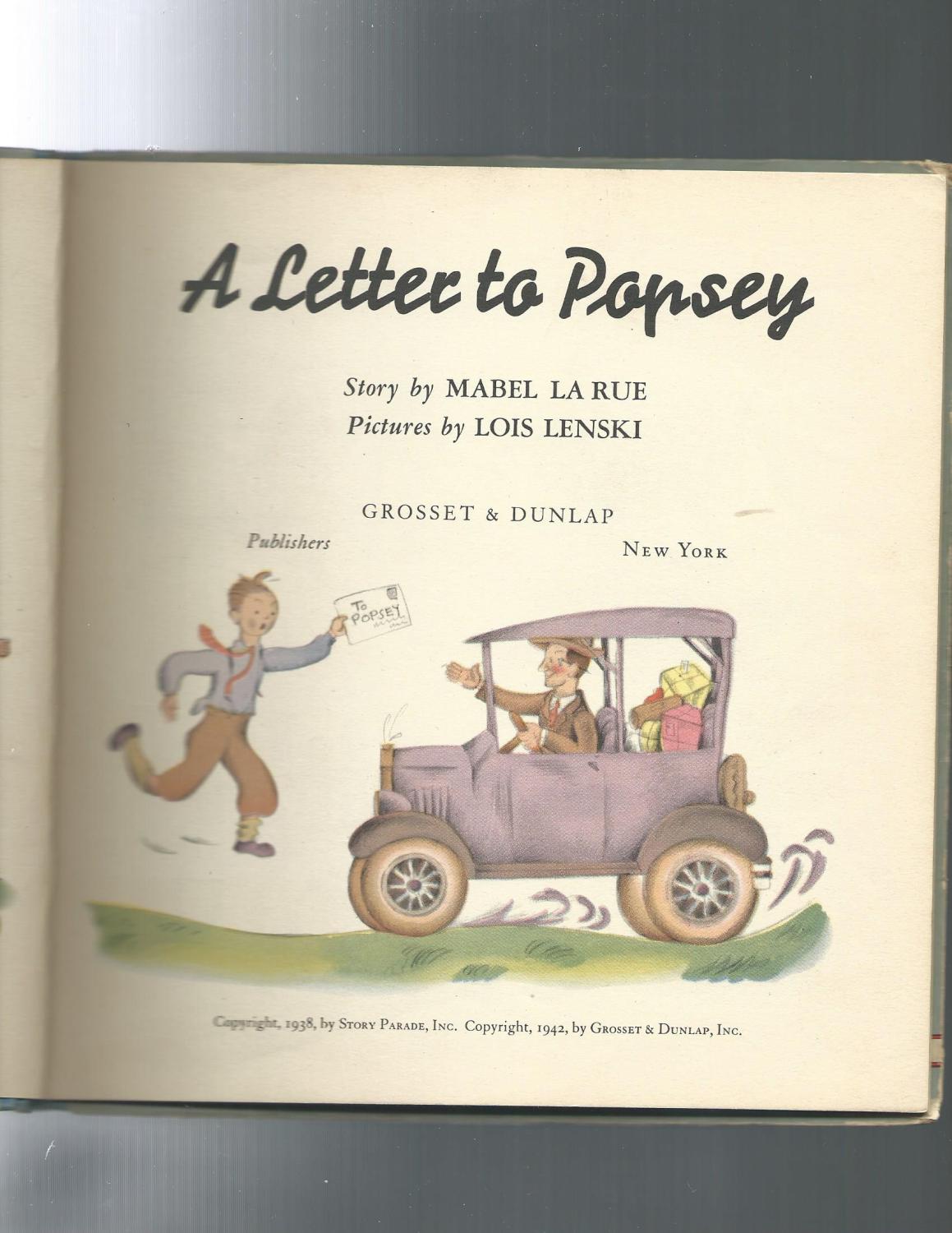 A LETTER TO POPSEY a story parade picture book by Mabel La Rue / illust ...