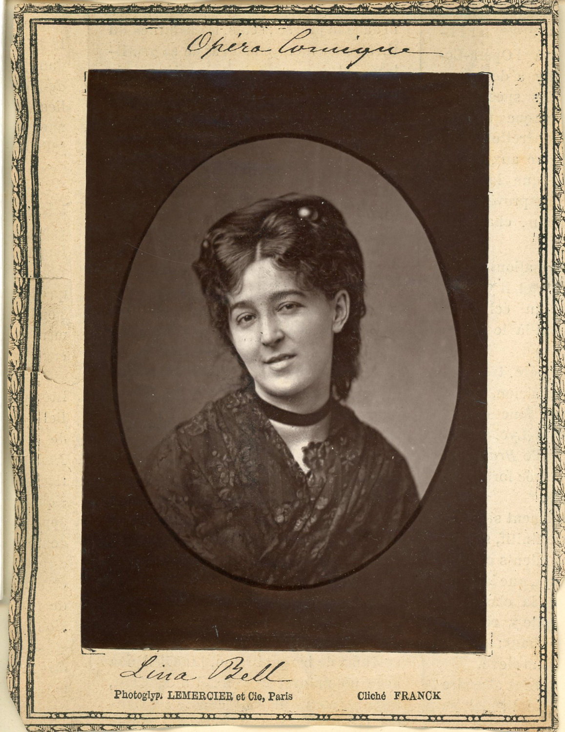 Lemercier et Cie, Paris, Opéra Comique. Lina Bell by Photographie ...