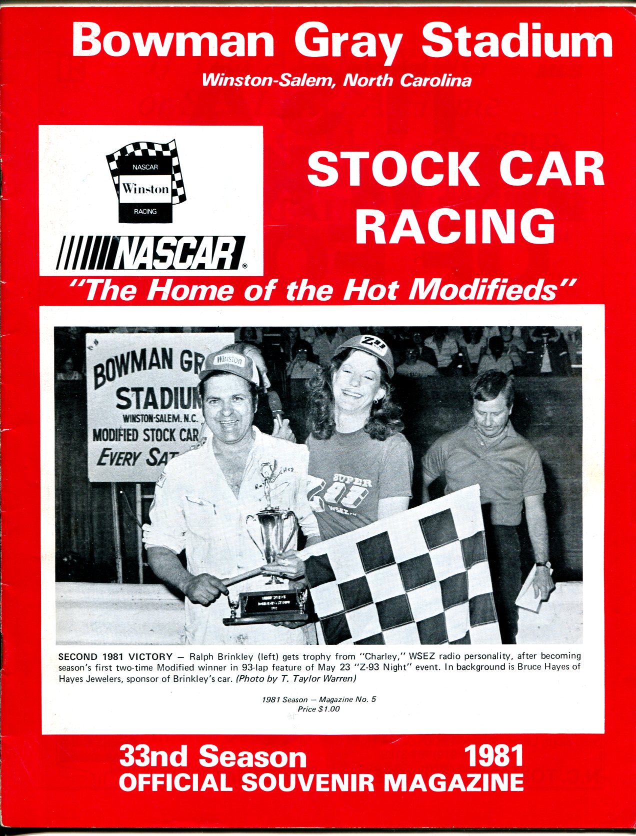 Bowman Gray Stadium NASCAR Modified Stock Car Race Program #51981-VG ...