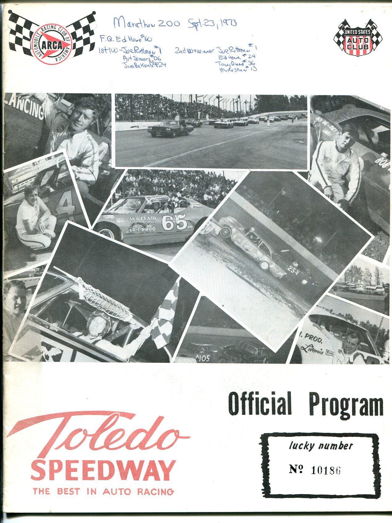 Toledo Speedway Auto Race Program 1973-Marathon 200-Joy Fair-Danny Byrd ...