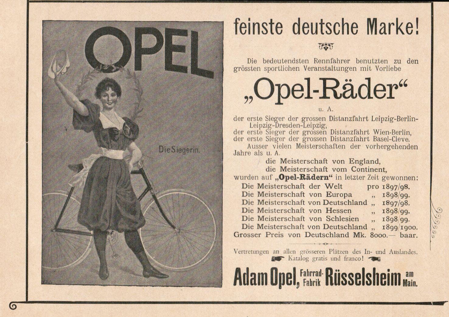 Opel - feinste deutsche Marke! Opel-Räder. Adam Opel, Rüsselsheim. von ...