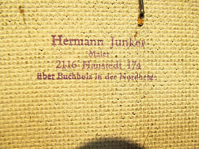 Selbstporträt stehend im Atelier mit Farbpalette und Pinseln. by Junker ...