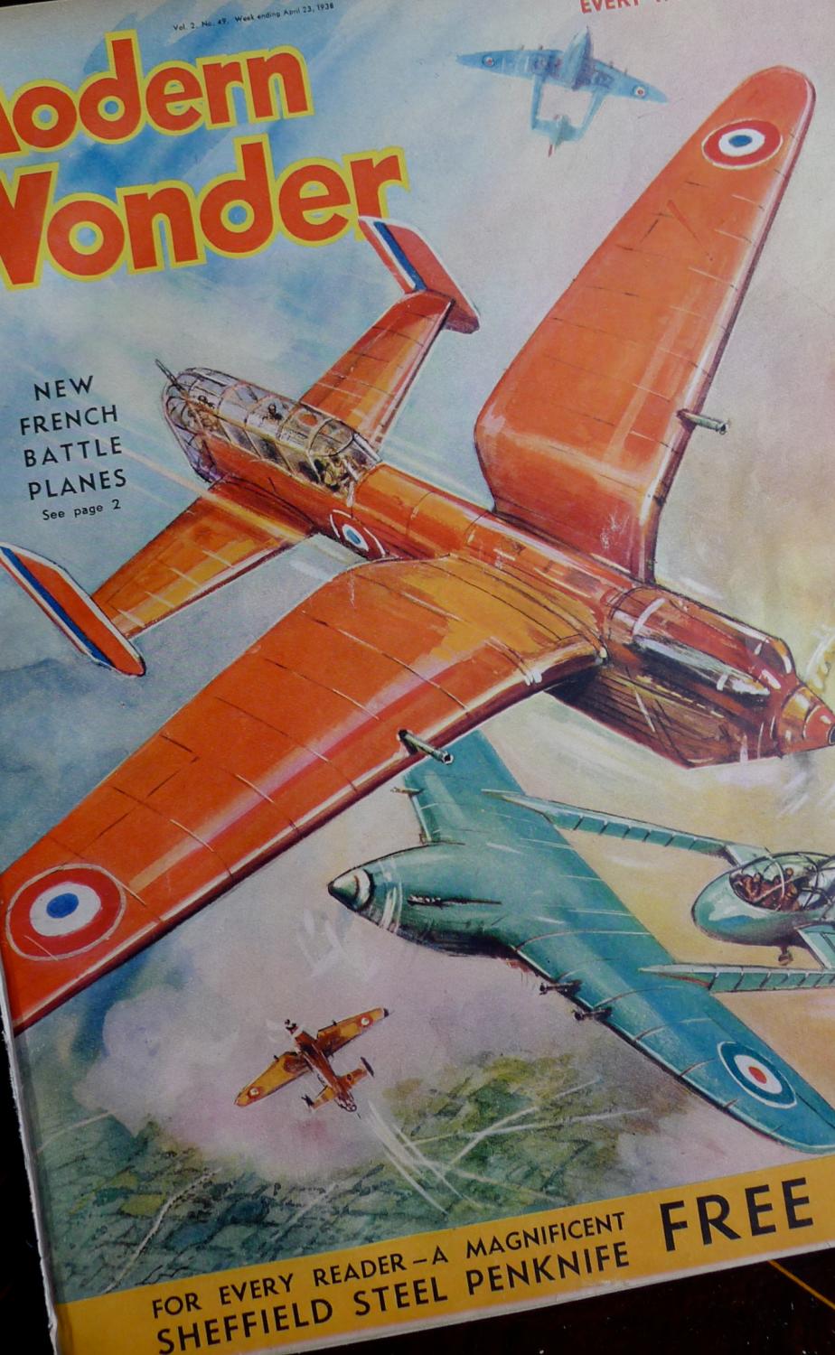 Modern Wonder Magazine April 1938: New French Battle Aircraft artwork ...