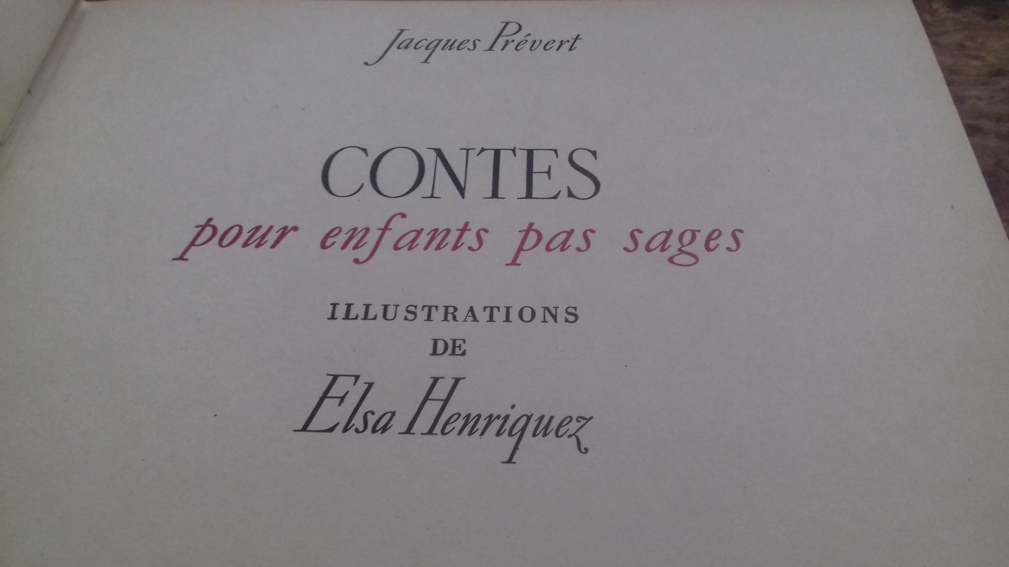 Contes pour enfants pas sages by jacques prévert: Très bon Couverture ...
