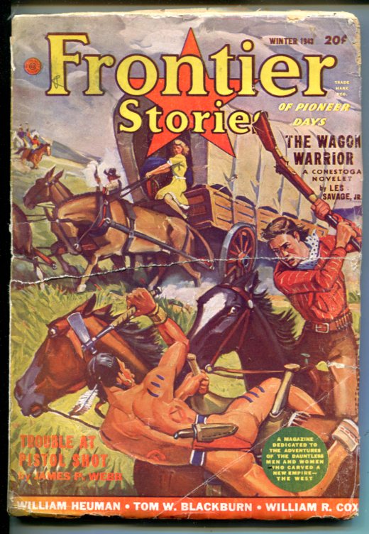 FRONTIER STORIES-WINTER 1943-INDIANS-PULP VIOLENCE-ATTACK COVER-fr/good ...