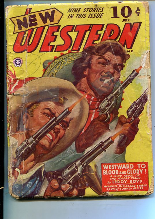 NEW WESTERN-JULY 1943-VIOLENT PULP FICTION-BANK ROBBERY COVER-poor ...
