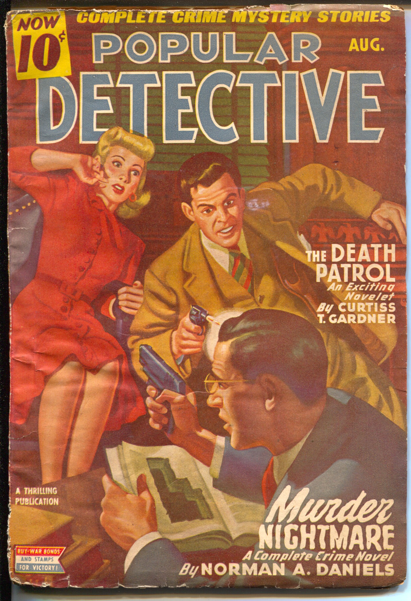 Popular Detective 8/1945-Thrilling-hardboiled crime pulp-GGA-violent-FN ...