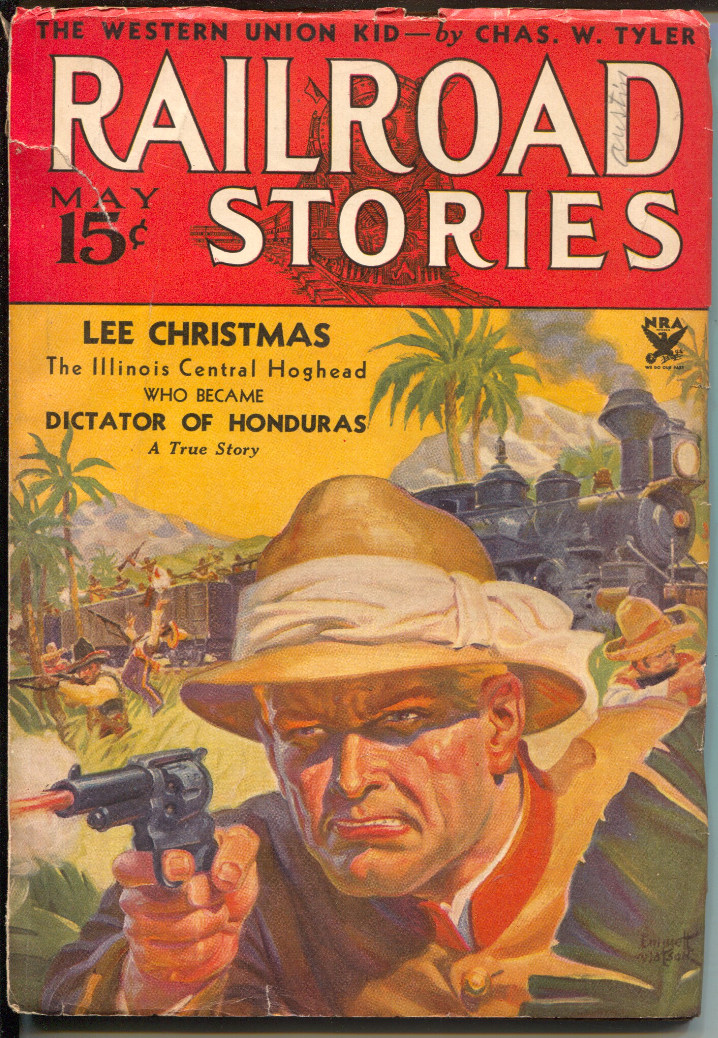 Railroad Stories 5/1934-Munsey-Jungle gunfight-pulp adventure & thrills ...