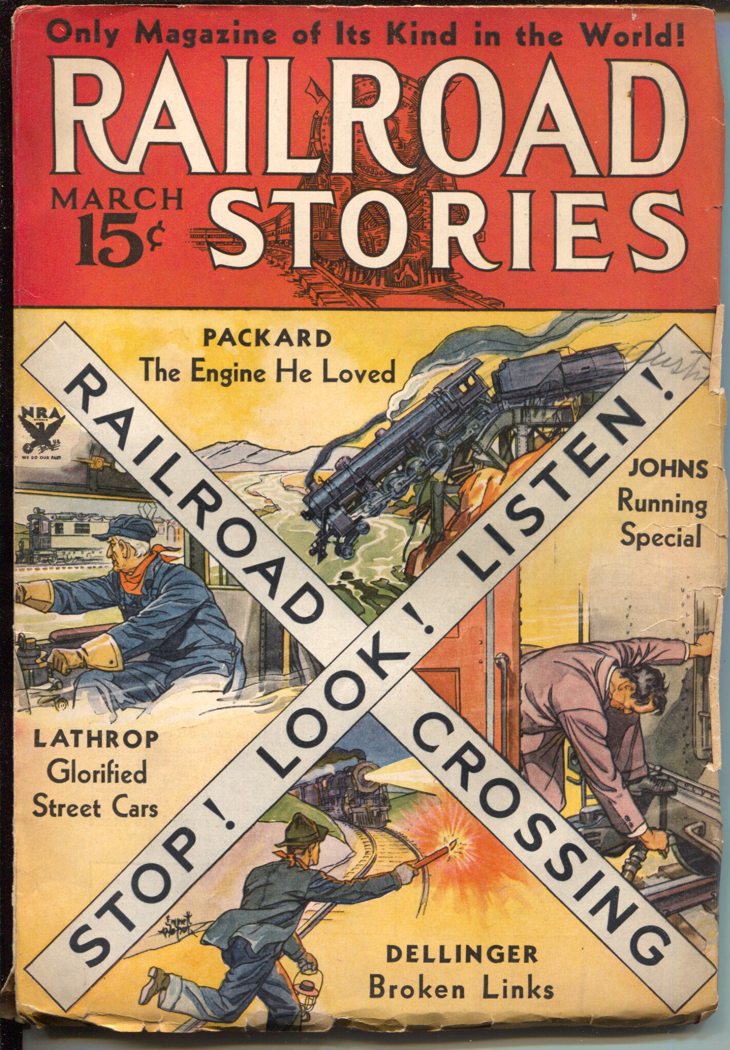 Railroad Stories 3/1934-Munsey-train crash cover-pulp adventure ...