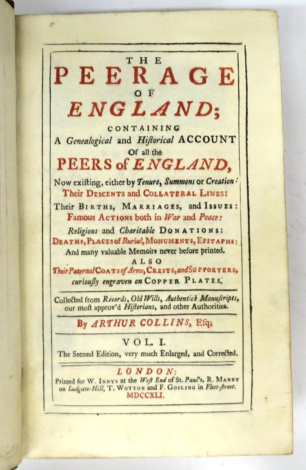 The Peerage of England. Vols. I - IV von COLLINS, Arthur: Good ...