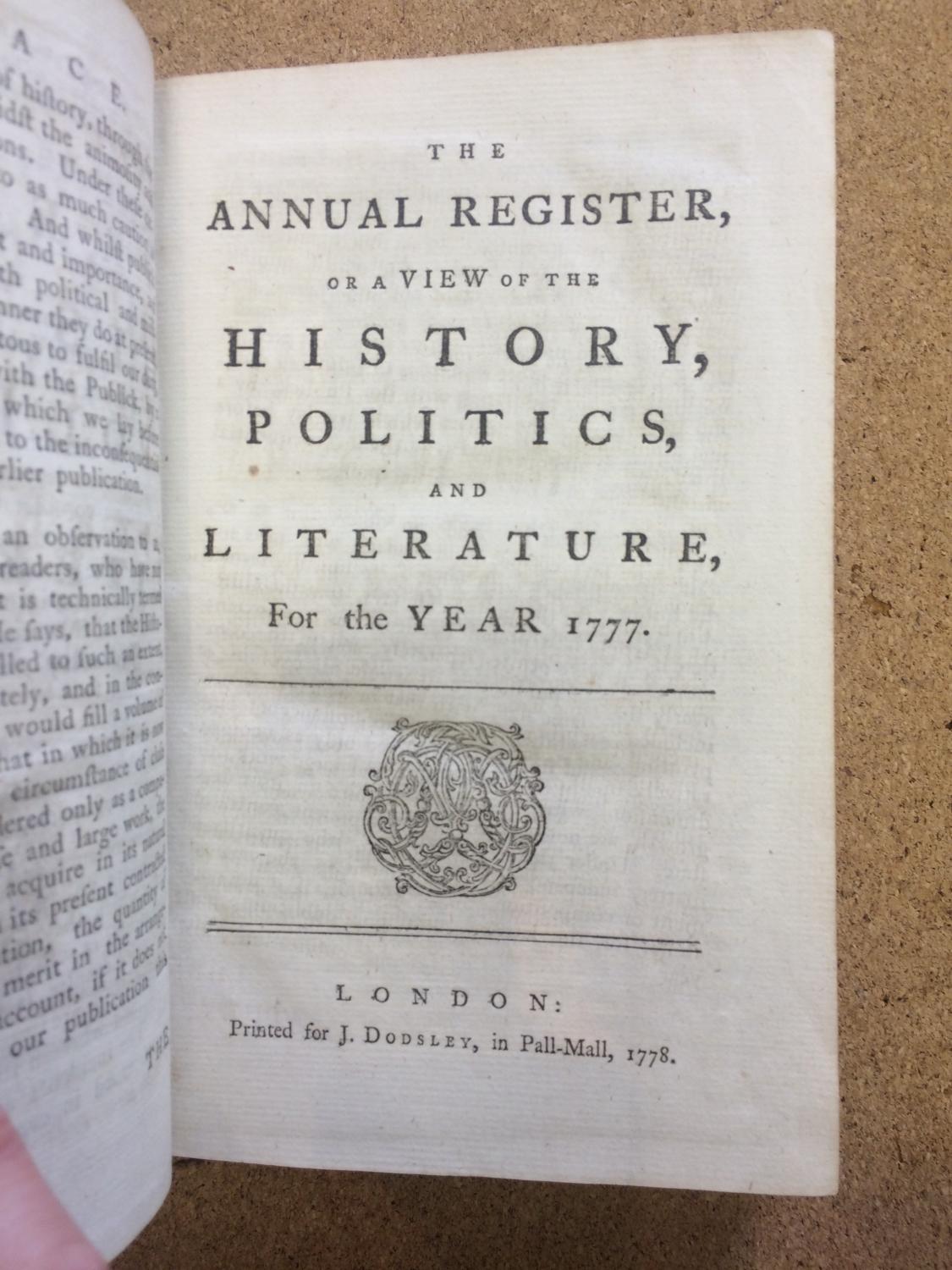 The Annual Register Or, A View of the History, Politicks, and ...