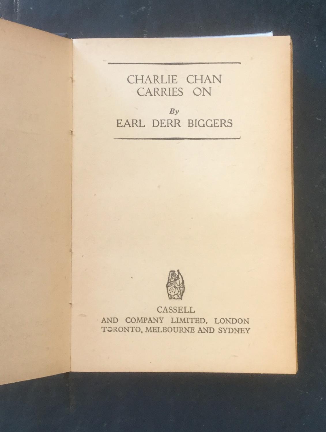 Charlie Chan Carries On by Earl Derr Biggers: Very Good Hardcover (1933 ...