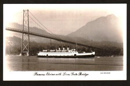 Princess Elaine with Lions Gate Bridge: Real Photo Postcard by WALKER ...