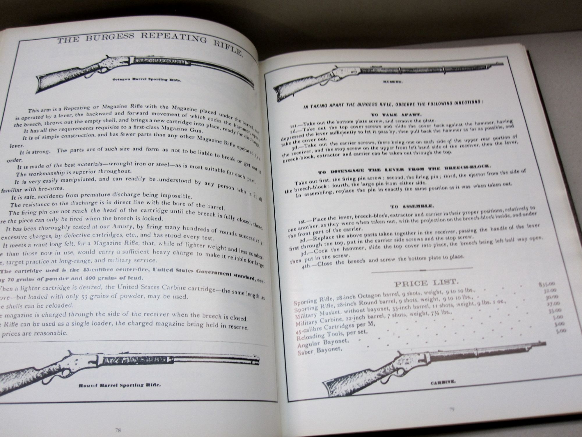 Lever Action Magazine Rifles; Including 1872/5 Burgess, 1878 Burgess ...