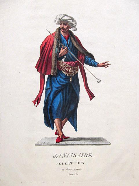 Janissaire, Soldat turc, en Turban ordinaire, Figure I. Altkolorierter ...