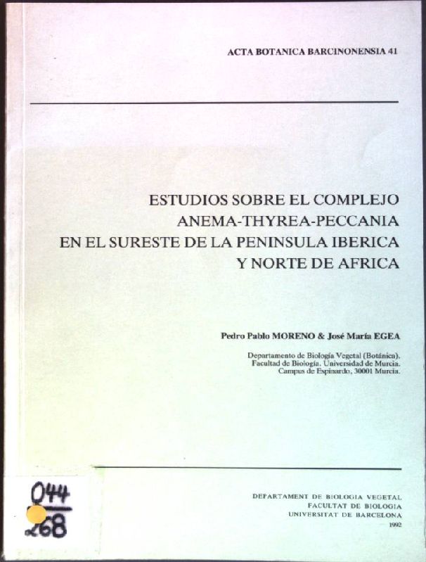 Estudios sobre el complejo Anema-Thyrea-Peccania en el sureste de la ...