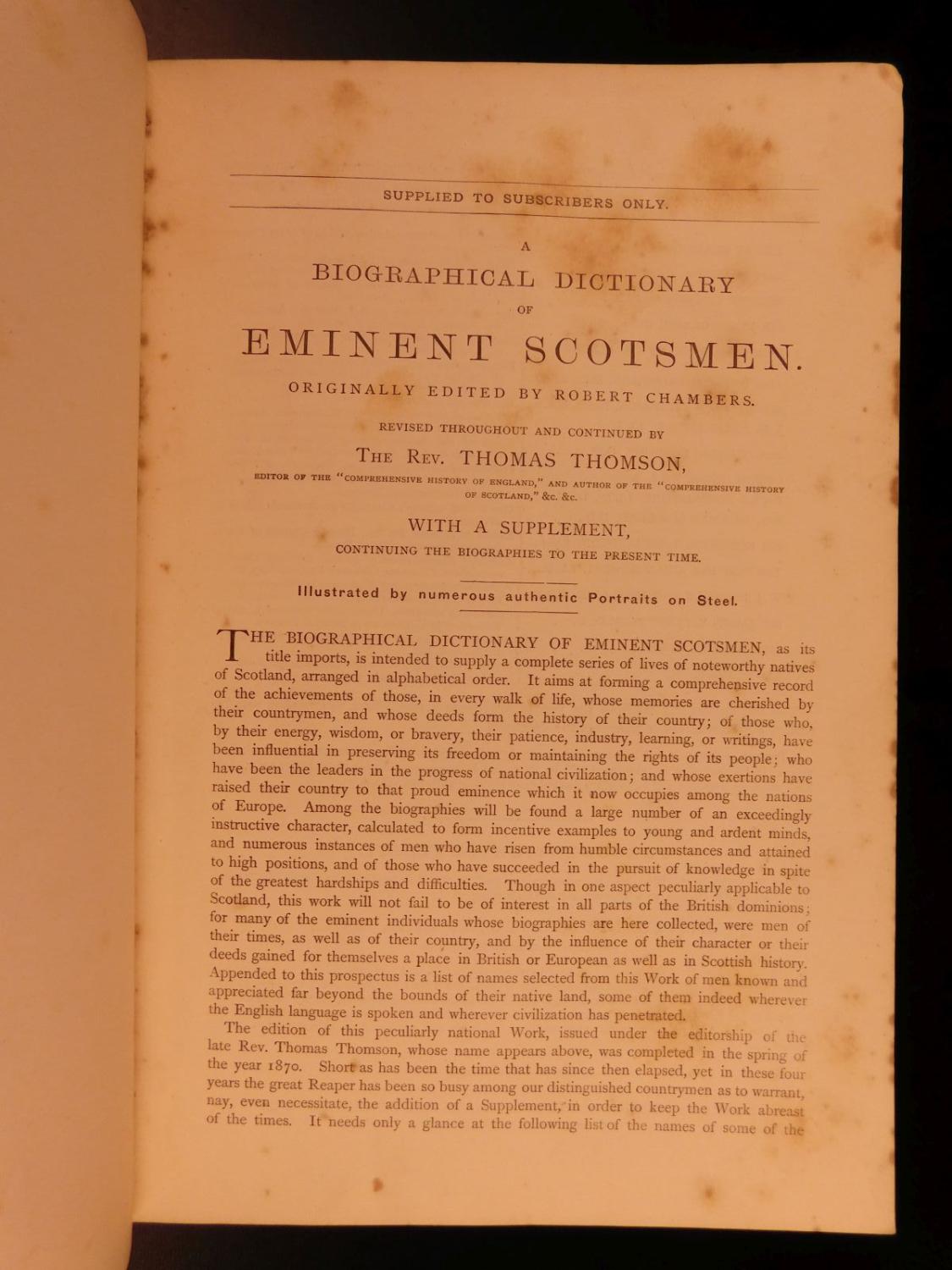 1875 Biographical Dictionary of Eminent Scotsmen Scotland Illustrated ...