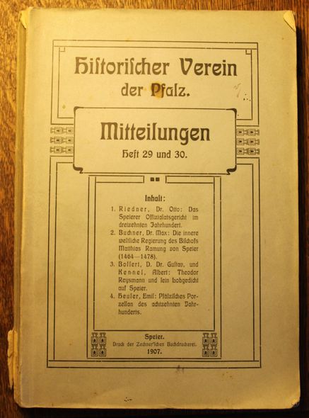 Riedner, Otto: Das Speyerer Offizialatsgericht im 13. Jahrhundert ...